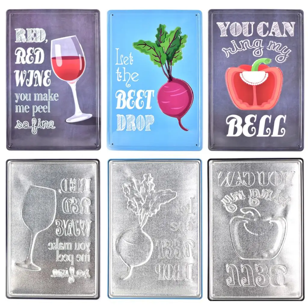 Red Wine 3D Embossed Metal Sign Bar Pub Decor Metal Tin Sign Vintage ...