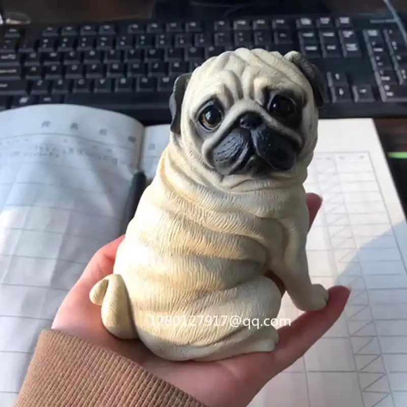 Simulation Dog Cute Puppy Statue Pug LOOKING BACK Creative Home Decor ...
