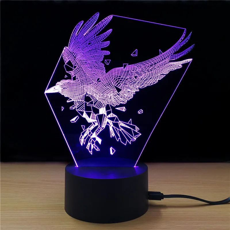 Colorful Eagle Styling Acrylic Light LED Table Lamp 3D LED Night Light ...