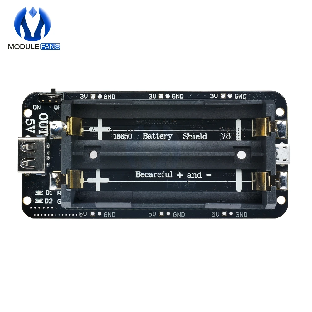 Dual Double 18650 Lithium Battery Shield V8 Mobile Power Expansion ...