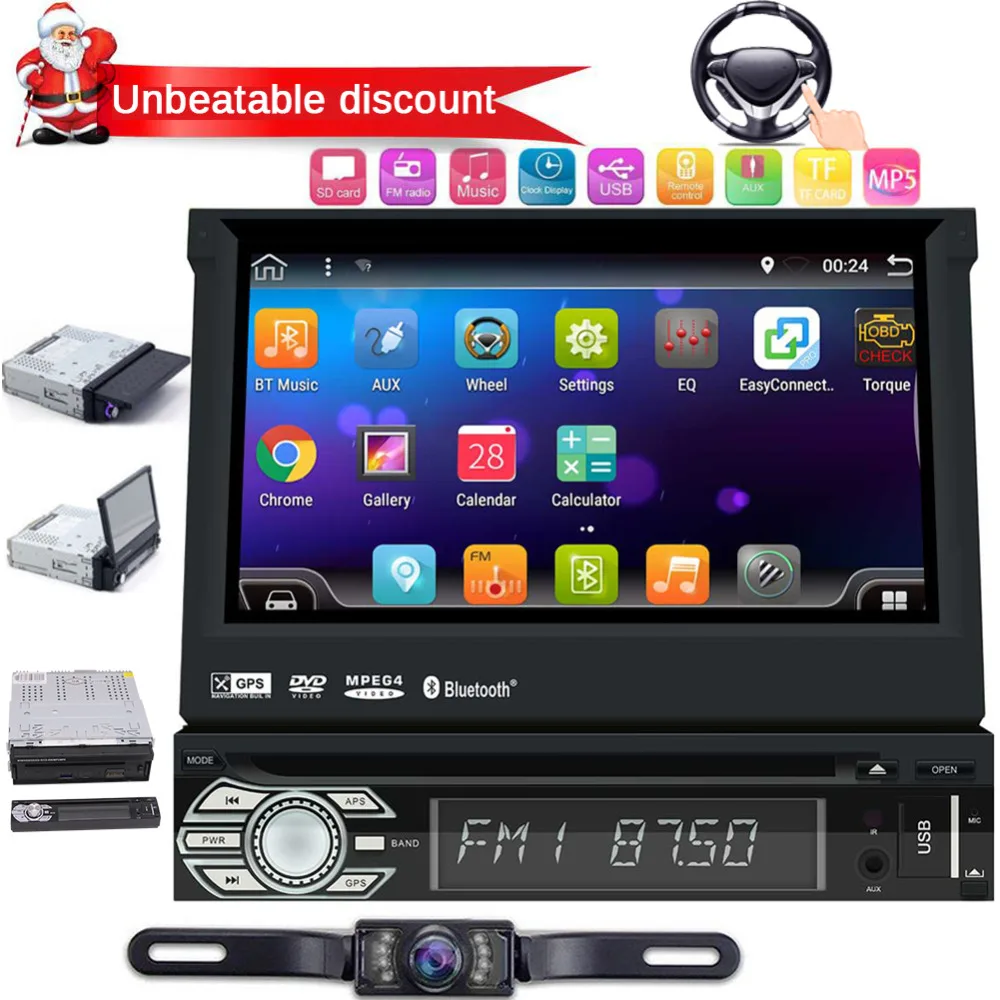 1 din Android Autoradio GPS Car DVD Player+ 6.0 Stereo Headunit support ...