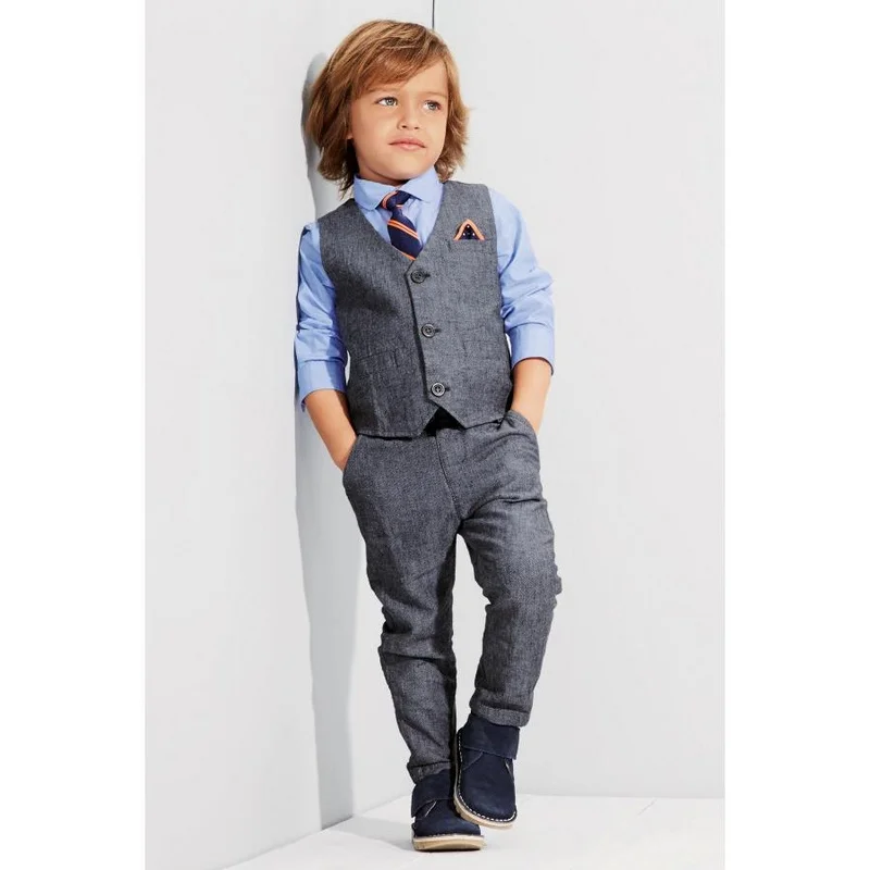 2016 new boys clothes spring gentleman's formal gray party suit shirt ...
