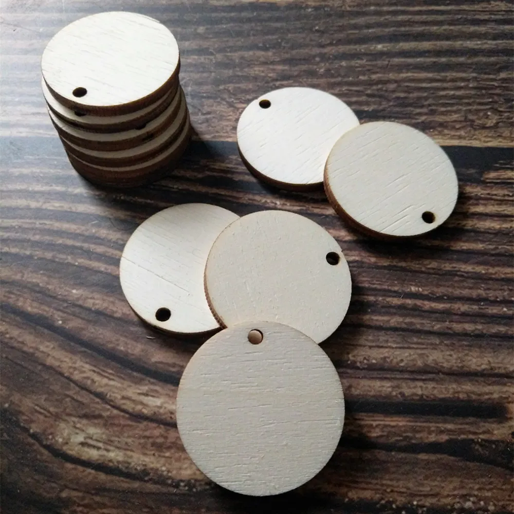 OFF!! 50pcs One Hole Wooden Circle Rustic Necklace Disks Disc Tags ...