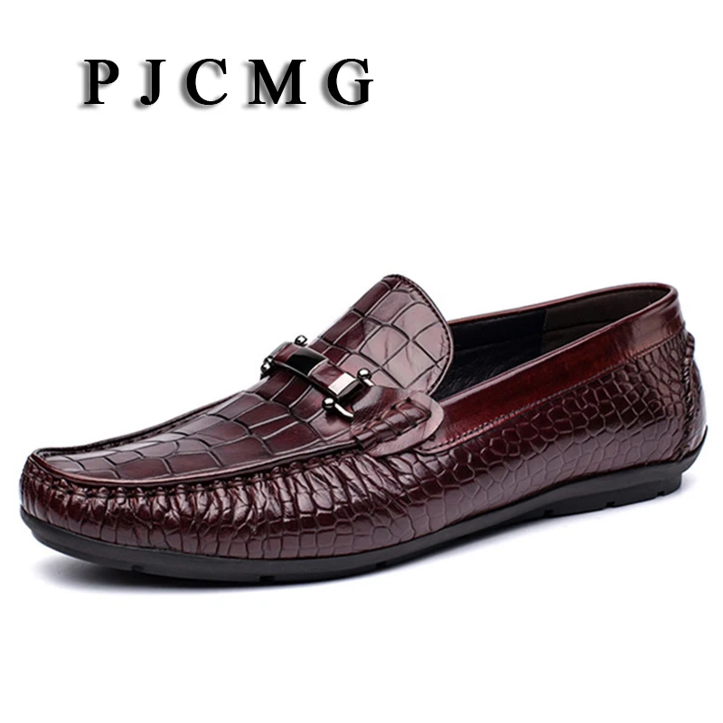 PJCMG-Fashion-Flats-Men-Black-Red-Formal-Casual-Slip-On-Embossed ...