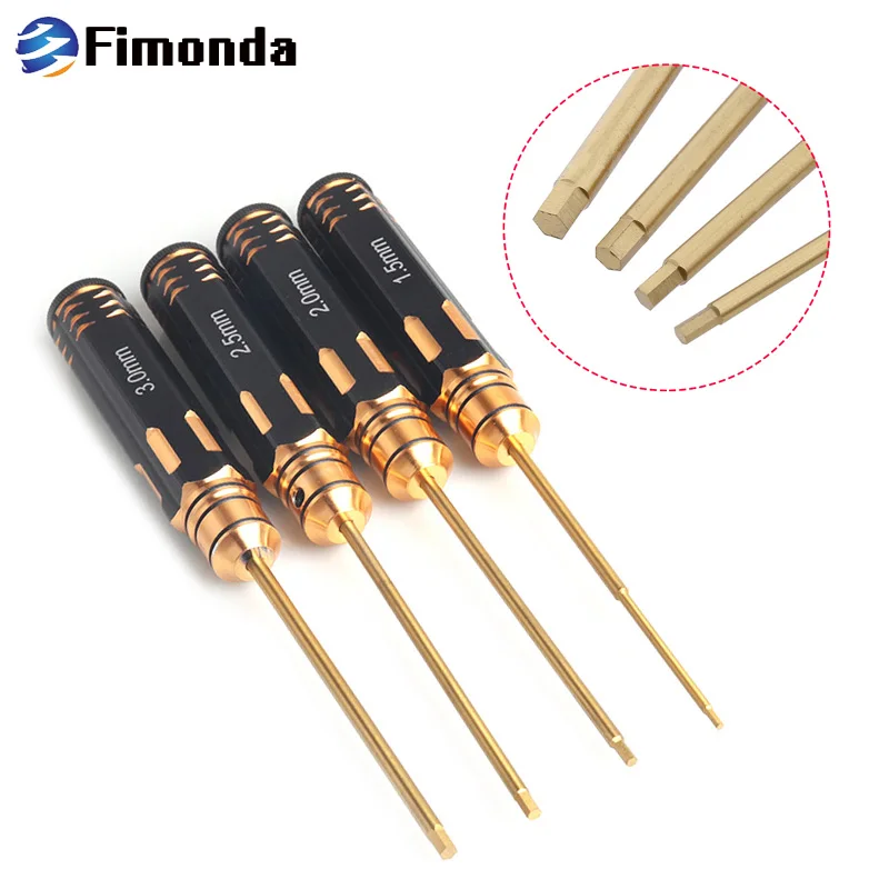 RC Tool 4Pcs Hex Screw Driver Set Titanium Plating Hardened 1.5 2.0 2.5 ...