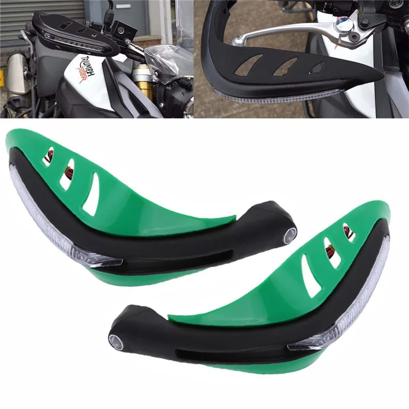 Green Motorcycle Handguards Hand Brush Guard With Led Turn Signal ...