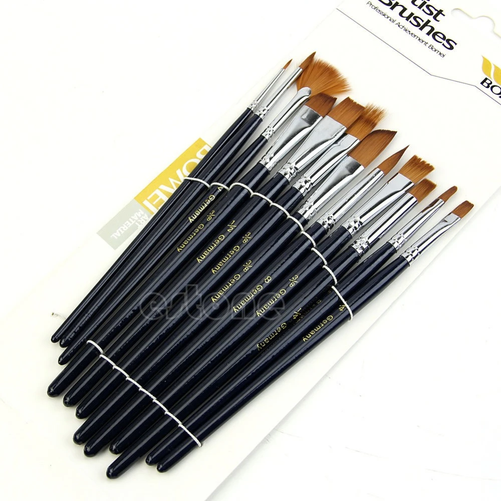 12pcs/set Acrylic Art Craft Artist Oil Watercolor Painting Paint Brush ...