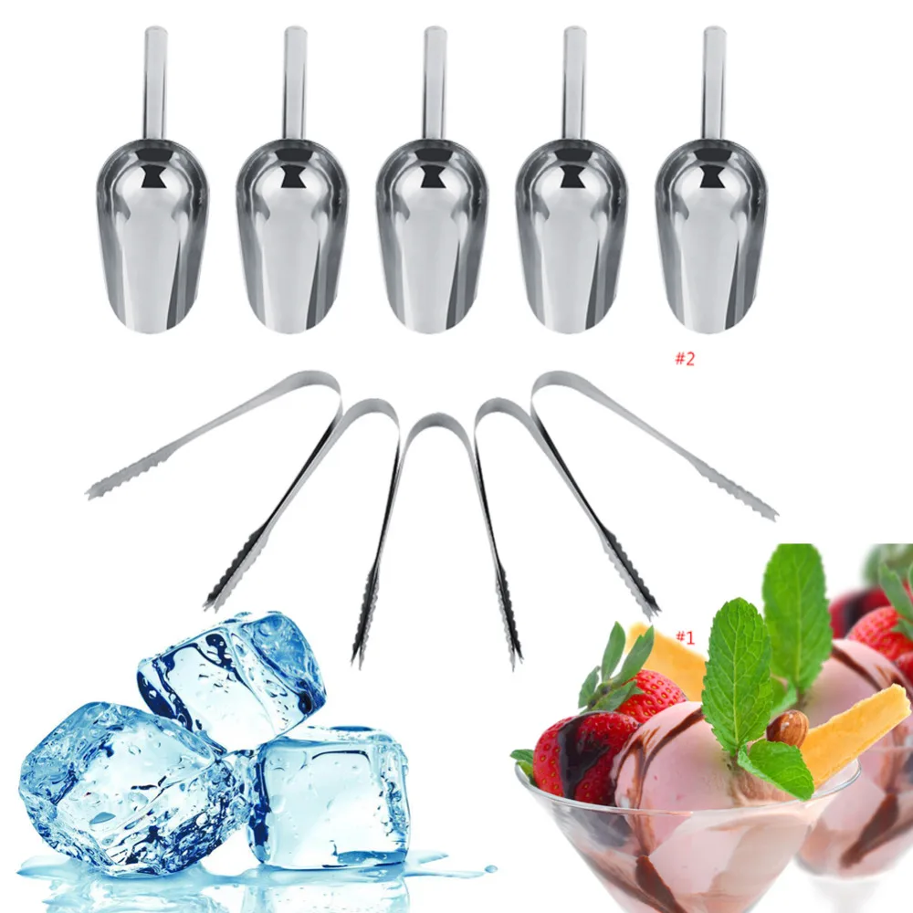 Stainless Steel 5Pcs Scoops With 5Pcs Tongs Tool Set Wedding Buffet ...
