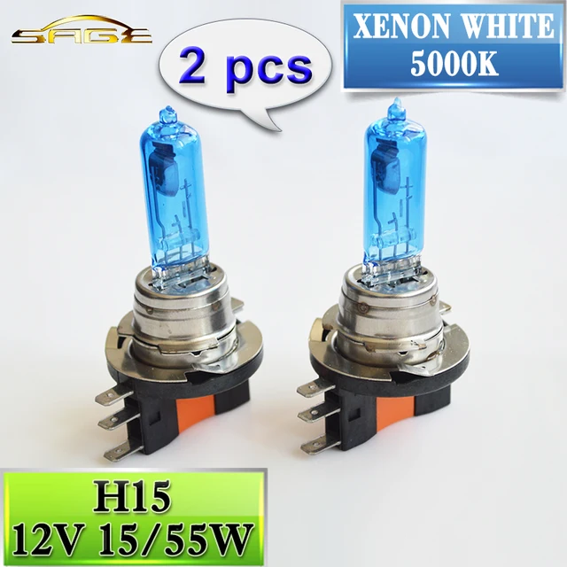 H15 Halogen Lamp12V 15/55W 1 Pair 5000K HeadLight Bulb Xenon Dark Blue ...