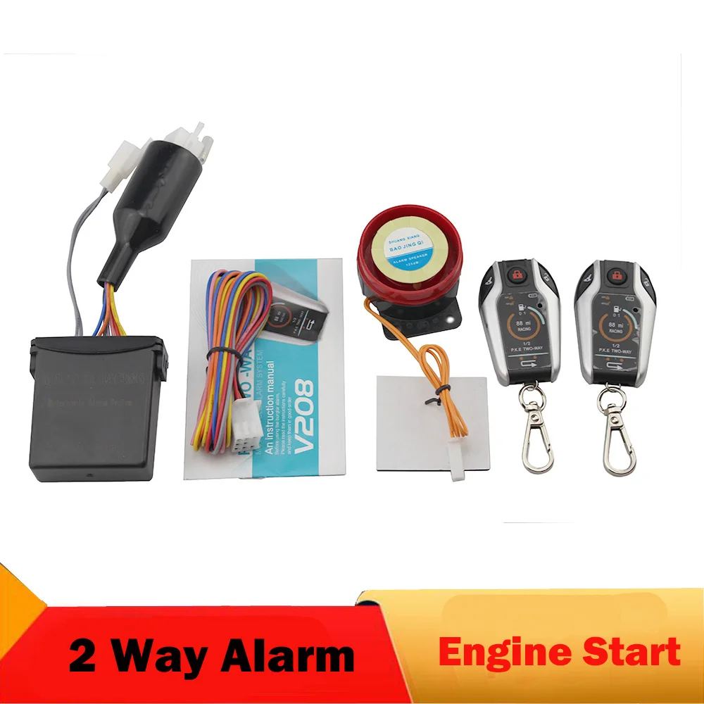 PKE Two Way Motorcycle Scooter Alarm System Anti-theft Security Burglar ...