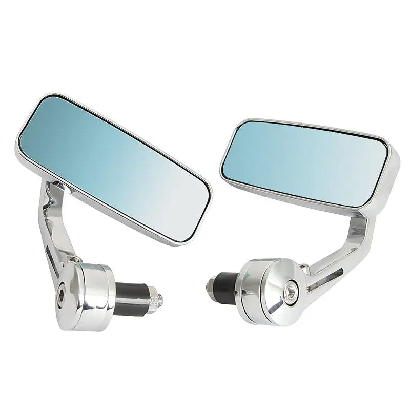 2x Chrome Rectangle Motorcycle Rear View Mirror 7 8 Hollow Handle Bar
