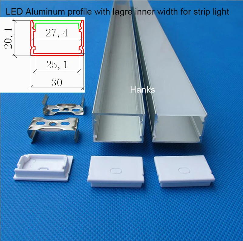 30*20mm 2m Per Piece Led Aluminum Profile Enclosure For 25mm Double ...