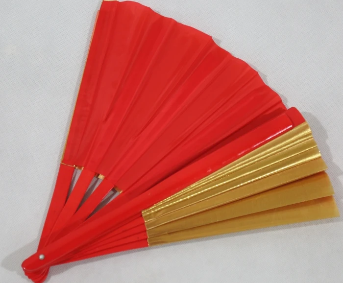 red golden two sides color fan bamboo double sides tai chi fan double ...