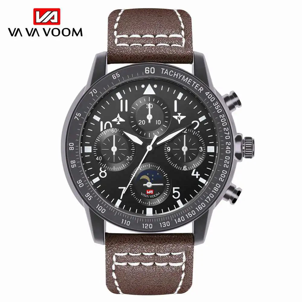 VA VOOM relojes de lujo de marca para hombre, banda de cuero de ...