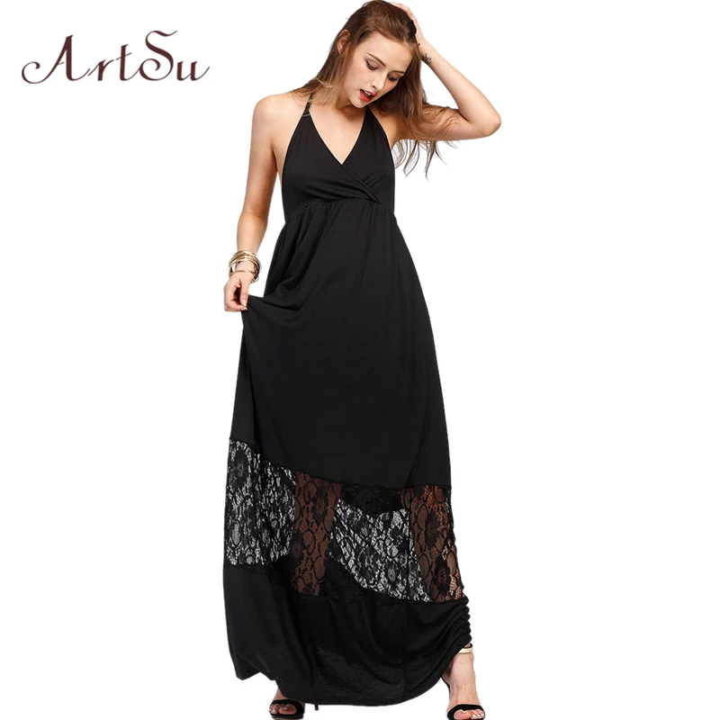 Buy Artsu Fashion Summer Black Lace Dresses Women Maxi