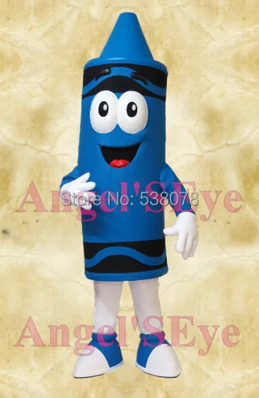 colorful blue crayon mascot stationery costumes adult cartoon character ...