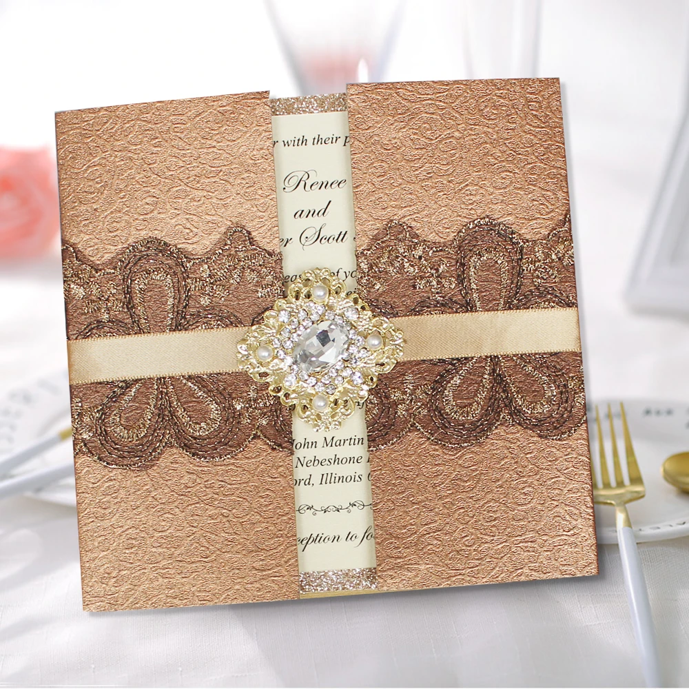 Luxury Wedding Invitation Unique Golden Invitations With Shiny Invite ...