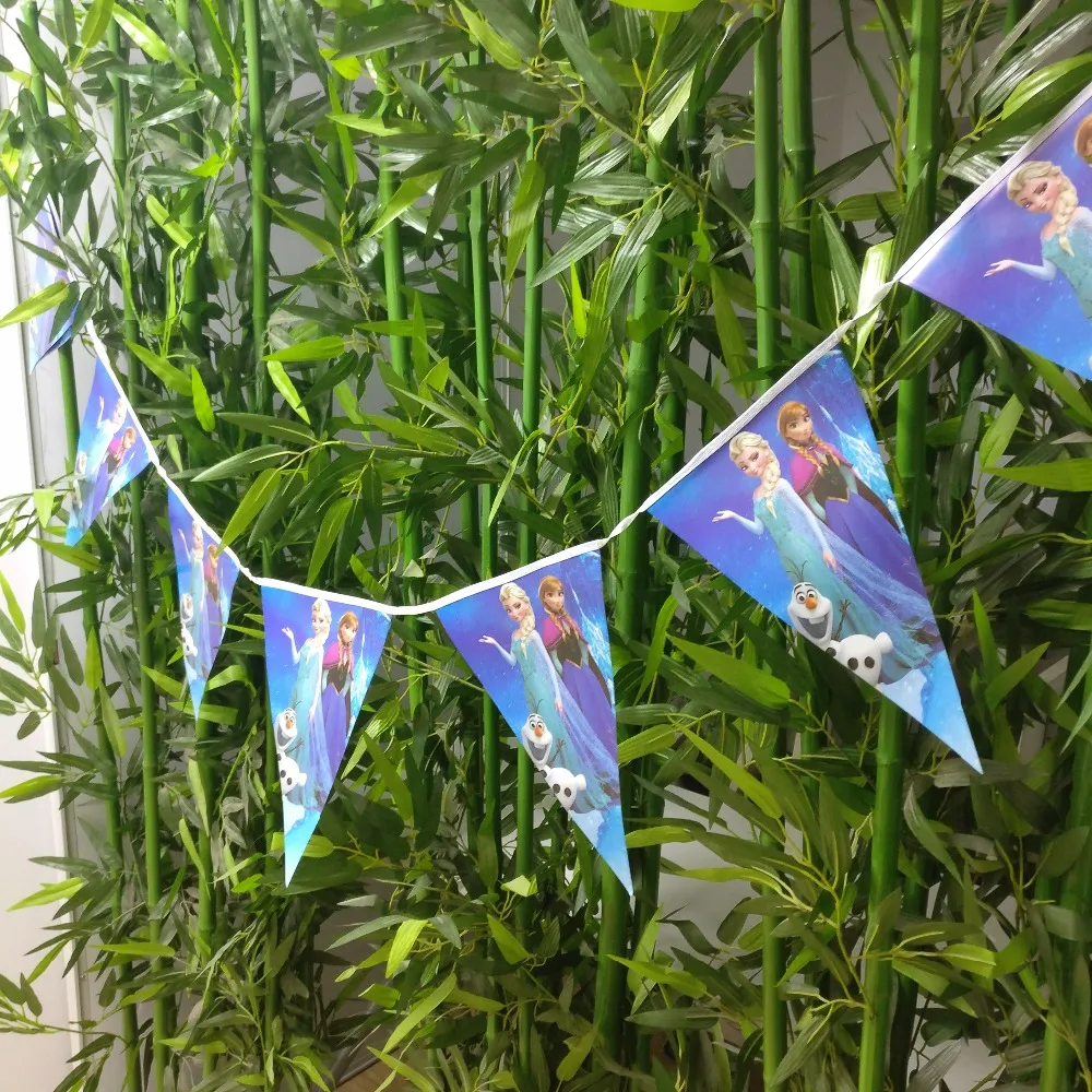 Frozen Elsa Anna Princess Flag Banner Party Supplies Including Cartoon ...