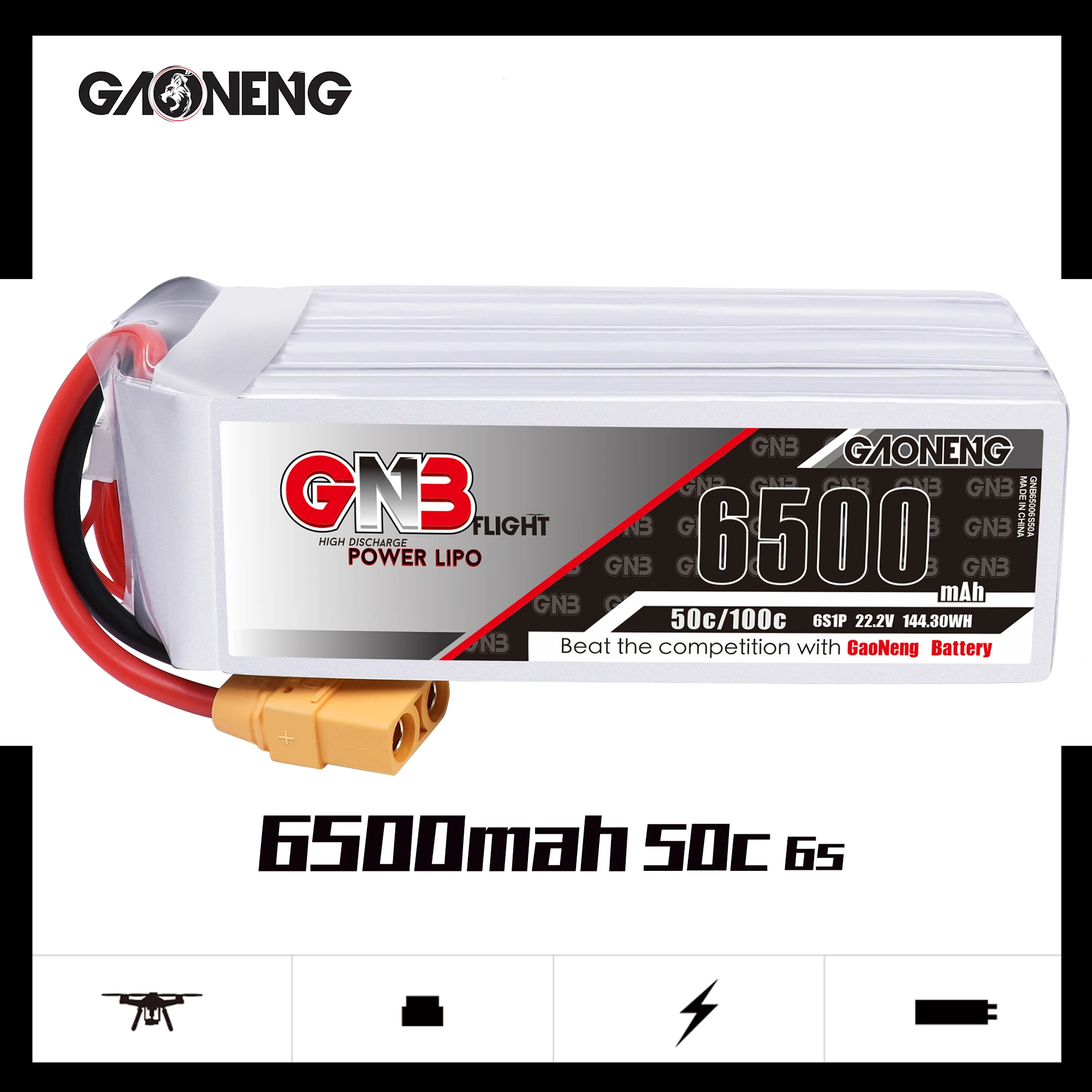 Gaoneng GNB 6S 22.2V 6500mAh 50C/100C XT60 T Plug Lipo Battery for RC ...