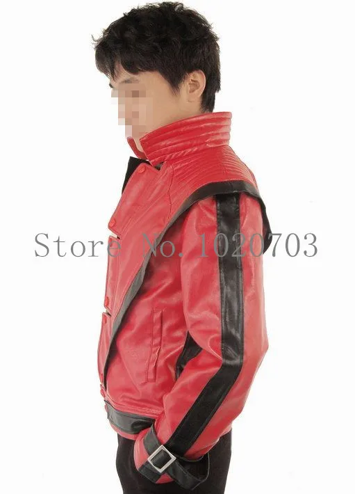 Michael Jackson leather beat it Thriller red jacket Cosplay Costume ...