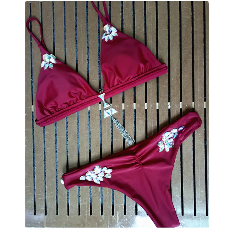 2017 Baicanadean Sexy Crystal Swimwear Women Bathing Suit Rhinestone