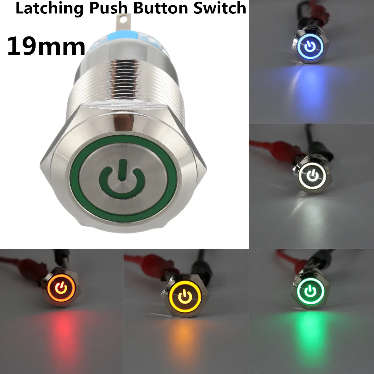 12V 5Pin 19mm LEDLatching Power Switch Push Button Universal Car Self ... 12V 5Pin 19mm LEDLatching Power Switch Push Button Universal Car Self ...