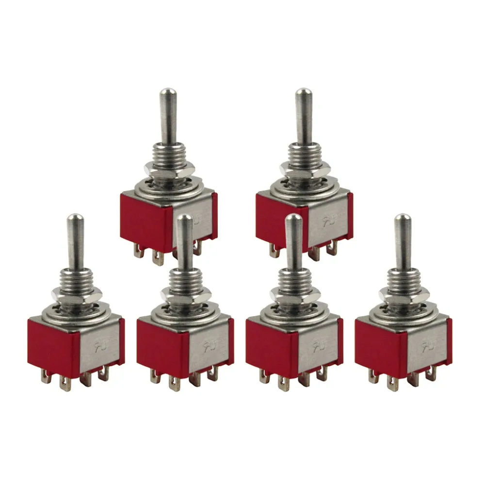 6pc/lot Red Mini 2 Way Electric Guitar Toggle Switch AC 125V 6A ON/ON ...