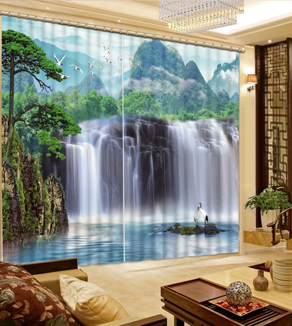 Blackout 3D Curtains For Living room Printing waterfalls landscape 3D ...