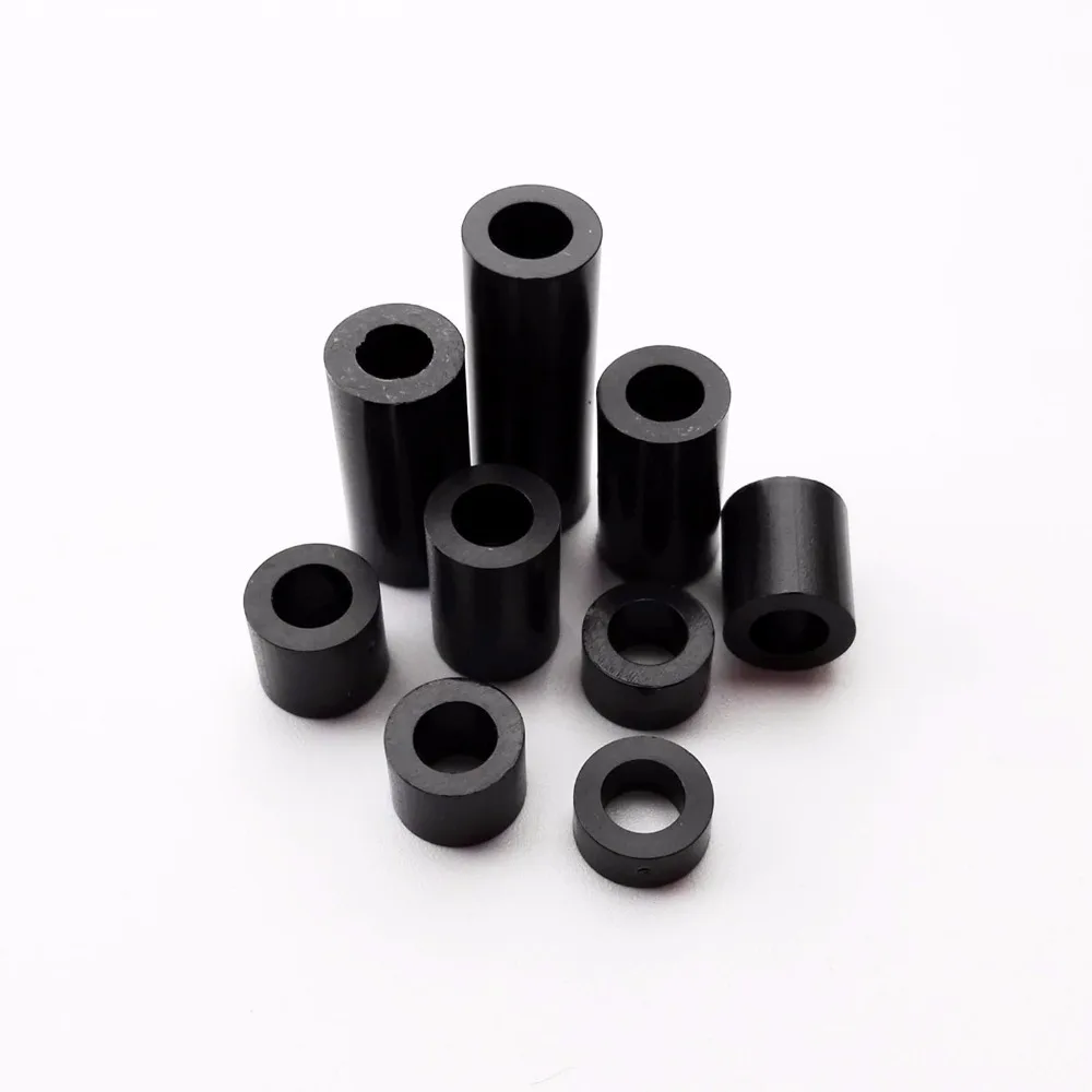 25pc M4 Id 4mm Black Nylon Abs Round No Thread Non Threaded Hollow