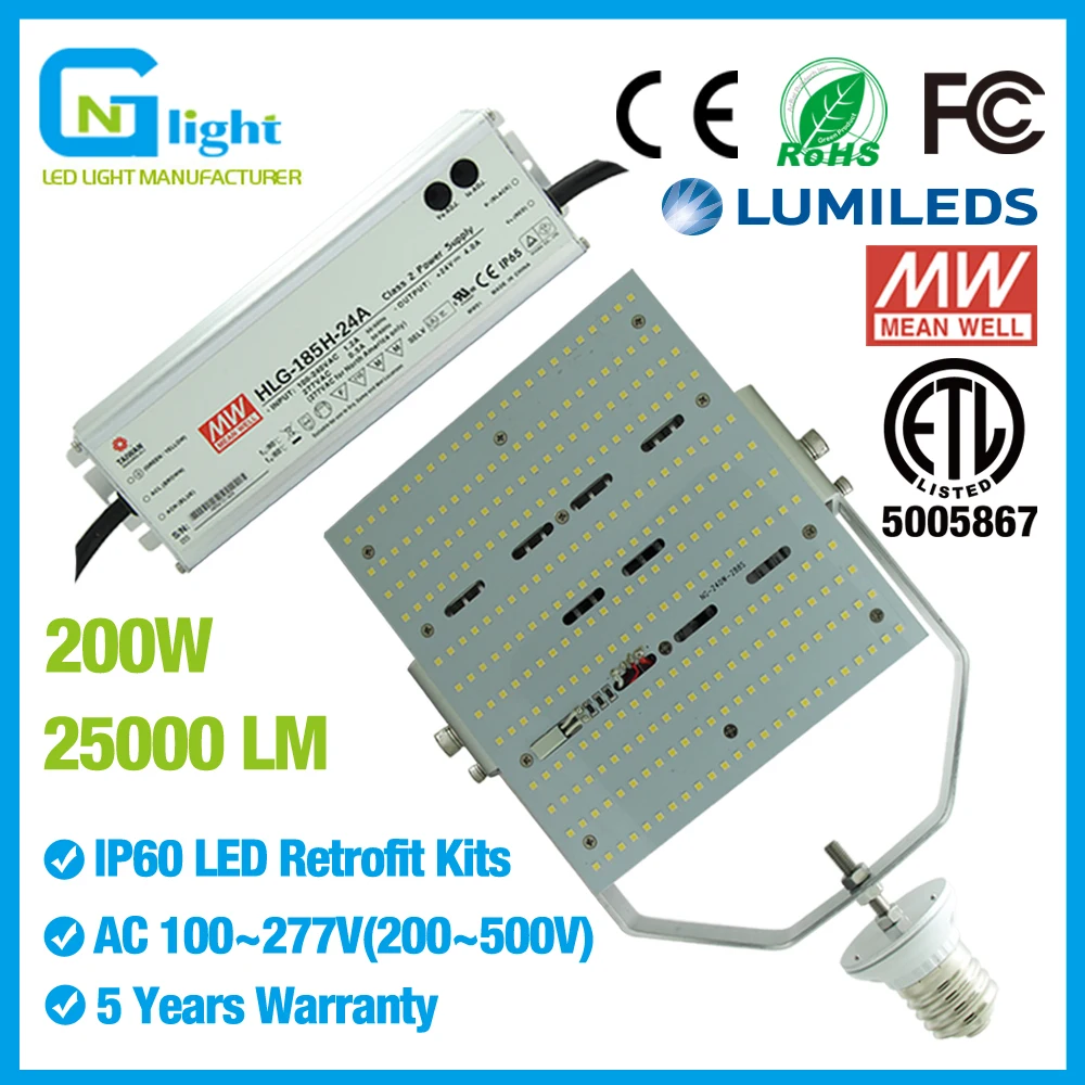 ETL cETL 200W LED Retrofit kits E39 mogul socket replace 1000W metal ...