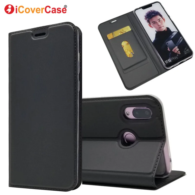 Fashion Leather Case For Huawei Honor Play Flip Cases Wallet Cover ...