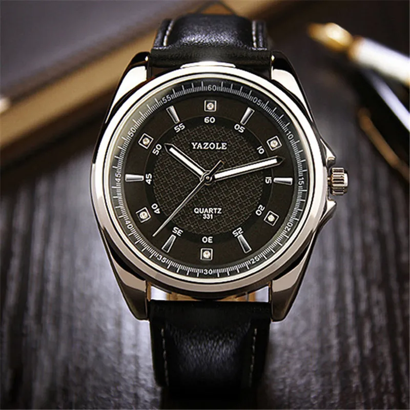 Yazole Brand Luxury Wrist Watch Men Pu Leather Sport Business Quartz ...