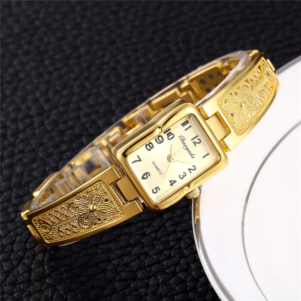 Montre-de-luxe-en-acier-inoxydable-pour-femmes-Bracelet-en-or-la-mode ...