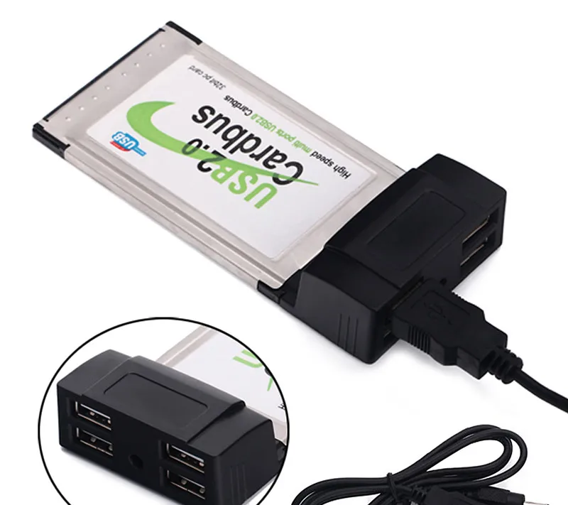 מוצר - 4 Port USB 2.0 HUB Cardbus PCMCIA Card Adapter 32 Bit Laptop ...