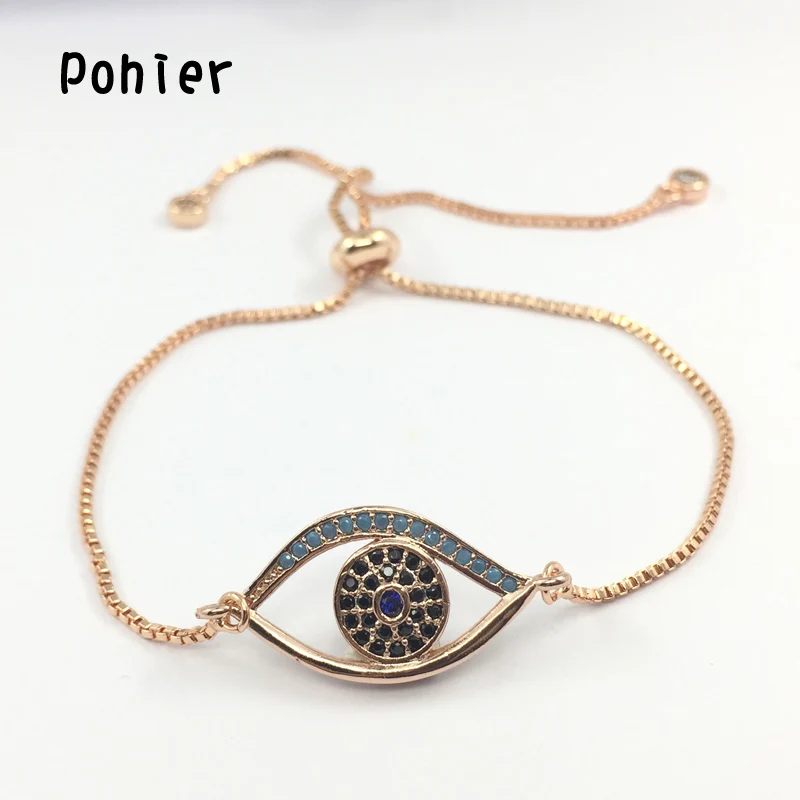 22*13mm Mico Pave Rose Gold Color Turkey Evil Eye Hamsa Fatima Hand ...