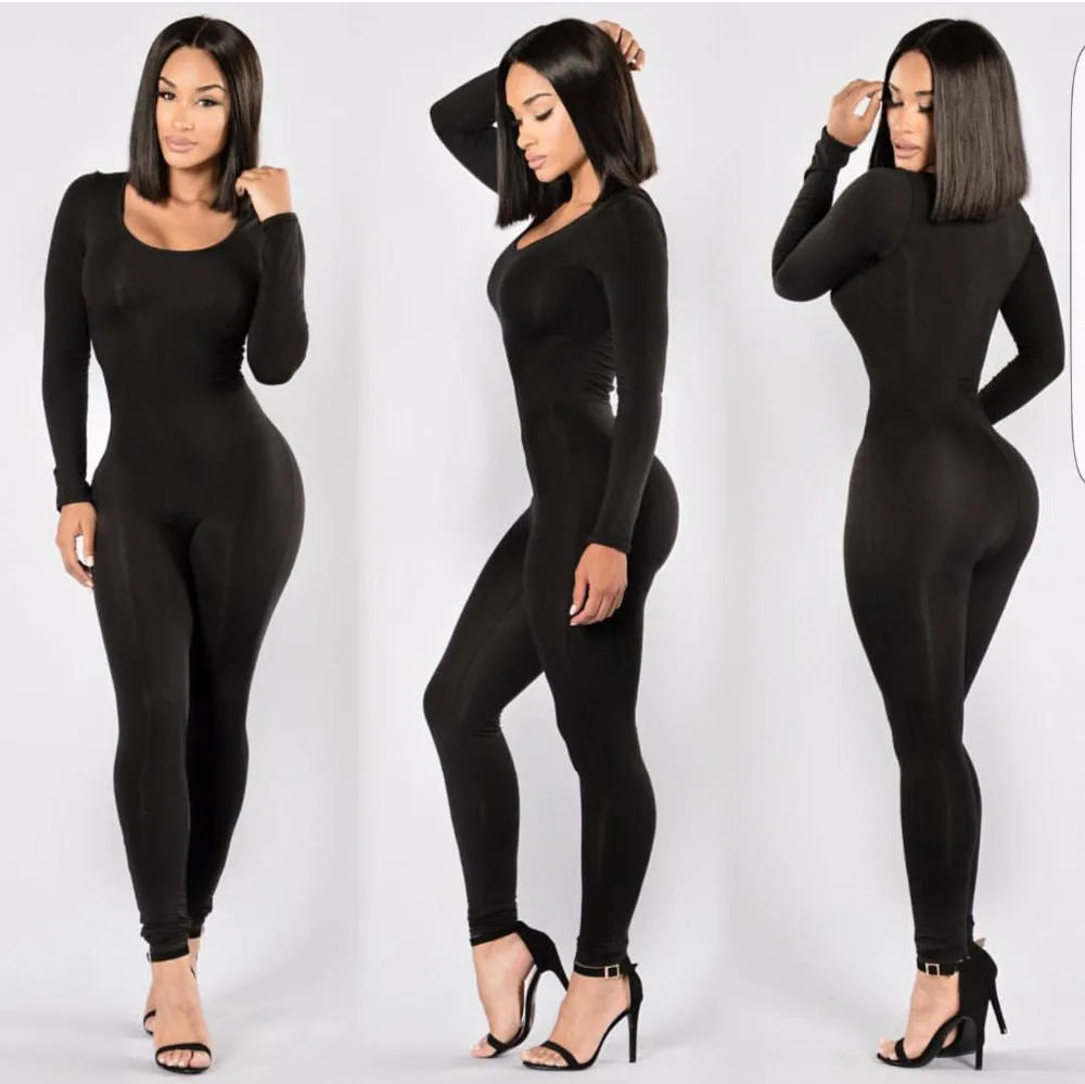 2016 Moda Inverno Das Mulheres De Fitness Macacões Skinny Manga