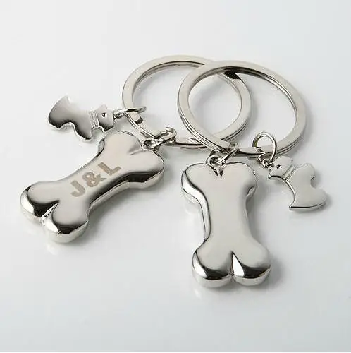 Personalized Bone Shaped Stainless Steel/Zinc Alloy Keychains (Set Of 4 ...