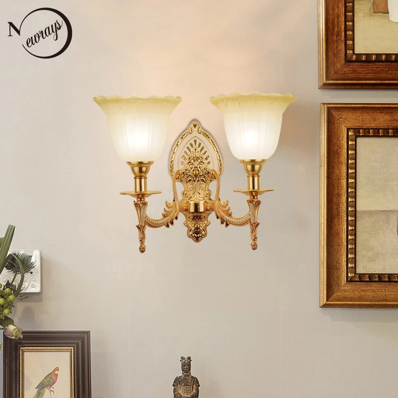 Modern Plated Metal Glass Royal Jade Wall Lamp Led E27 220v Luxury ...