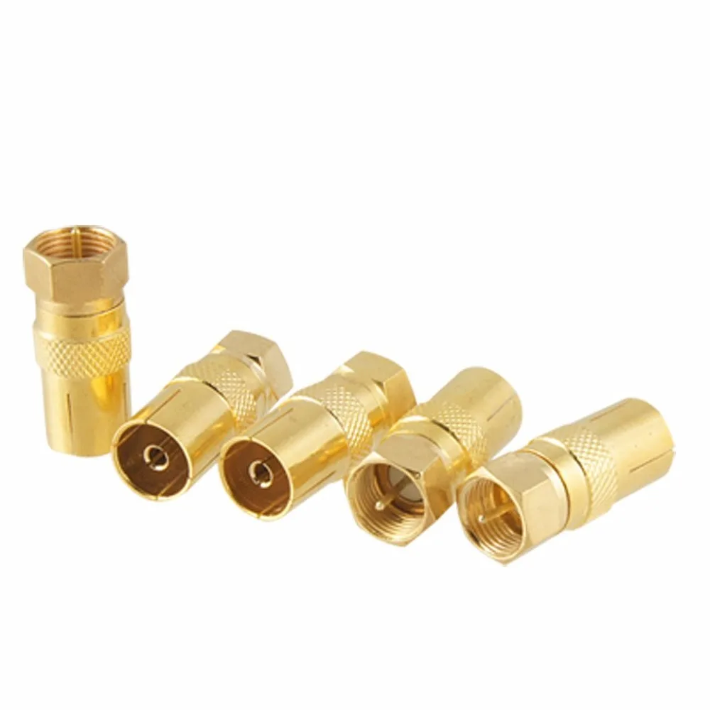 Conectores de TV cable coaxial 50 Uds chapado en oro macho a macho ...