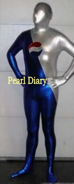 Brand Classic Blue and Silver Shiny Metallic Pepsi Man Cosplay Costume ...
