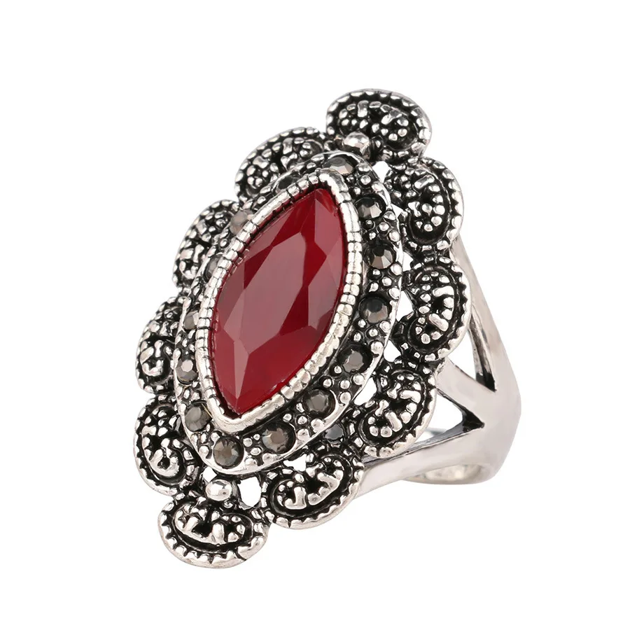 Vintage Rhinestone Rings For Women red Turkish Jewelry Engagement Ring ...