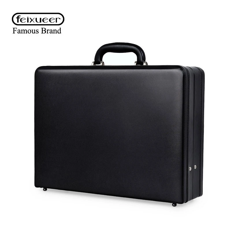 feixueer Business Mens Leather Briefcase Attach Password Case Fashion ...