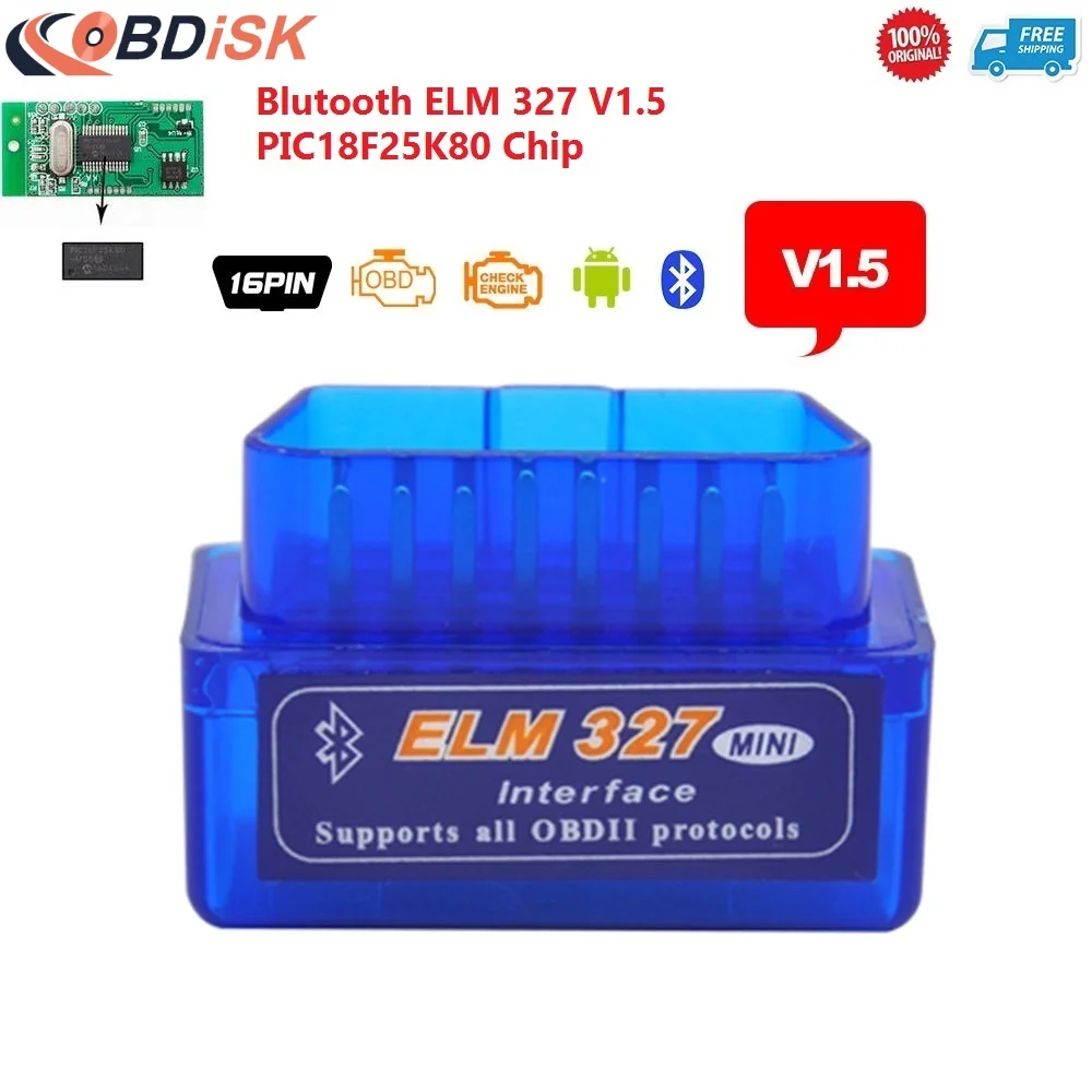 Super MINI ELM327 obdii Hardware V1.5 Software V2.1 With PIC18F25K80 Chip Bluetooth Support More ...
