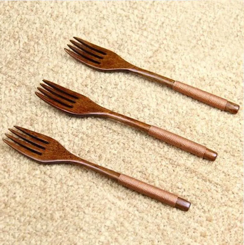 BalleenShiny 1pc Japanese Style Wooden Fruit Fork Handmade Cable Tie ...