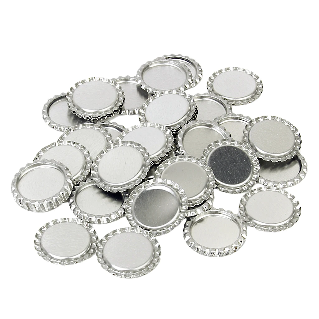 100 Flat Flattened Metal Bottle Cap Jewelry Craft Scrapbook DIY Chrome ...