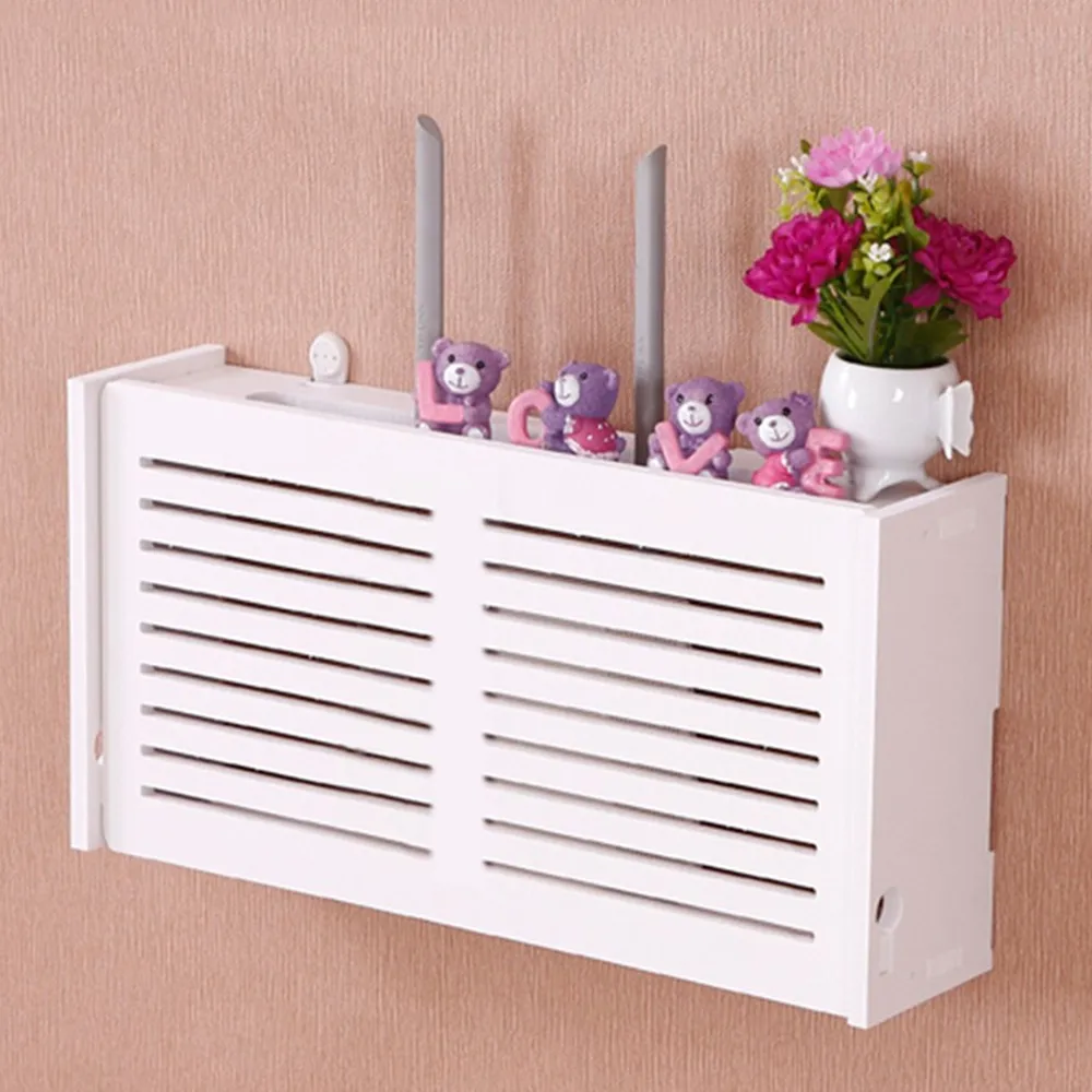 קופסאות אחסון וסלי - yazi Wifi Router Storage Box Wood-Plastic Shelf ...