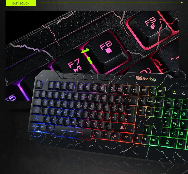 Wired Usb Gaming Computer Keyboard 4color Led Backlit Light Up Keyboard ...