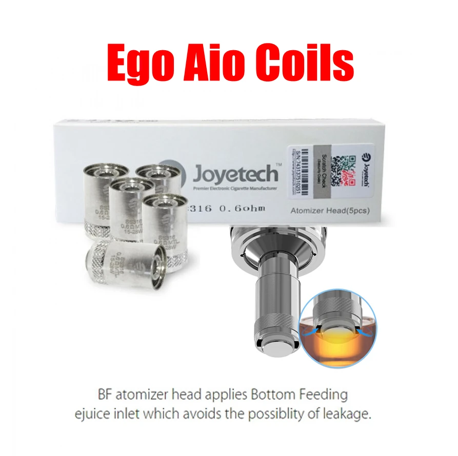 Authentic eGo Aio Coils BF SS316 BF RBA Coil Replacement Head for eGo ...