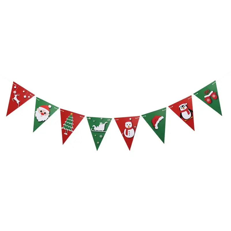 8pcs Merry Christmas Banner Winter Christmas Snowman House Garden Flag ...