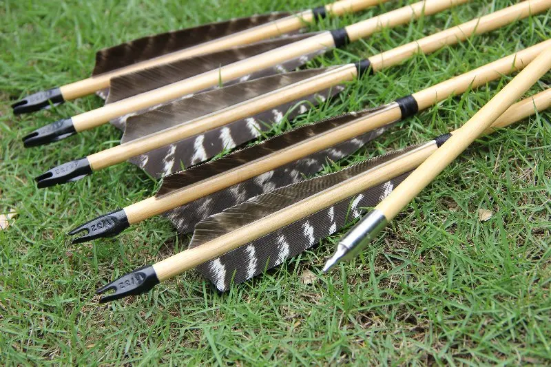12PK handmade Wooden Arrows Eagle feathers target tips hunting arrow ...